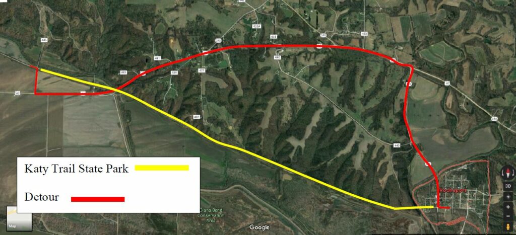 Trail Temporarily Closed at Rocheport - Katy Trail Missouri