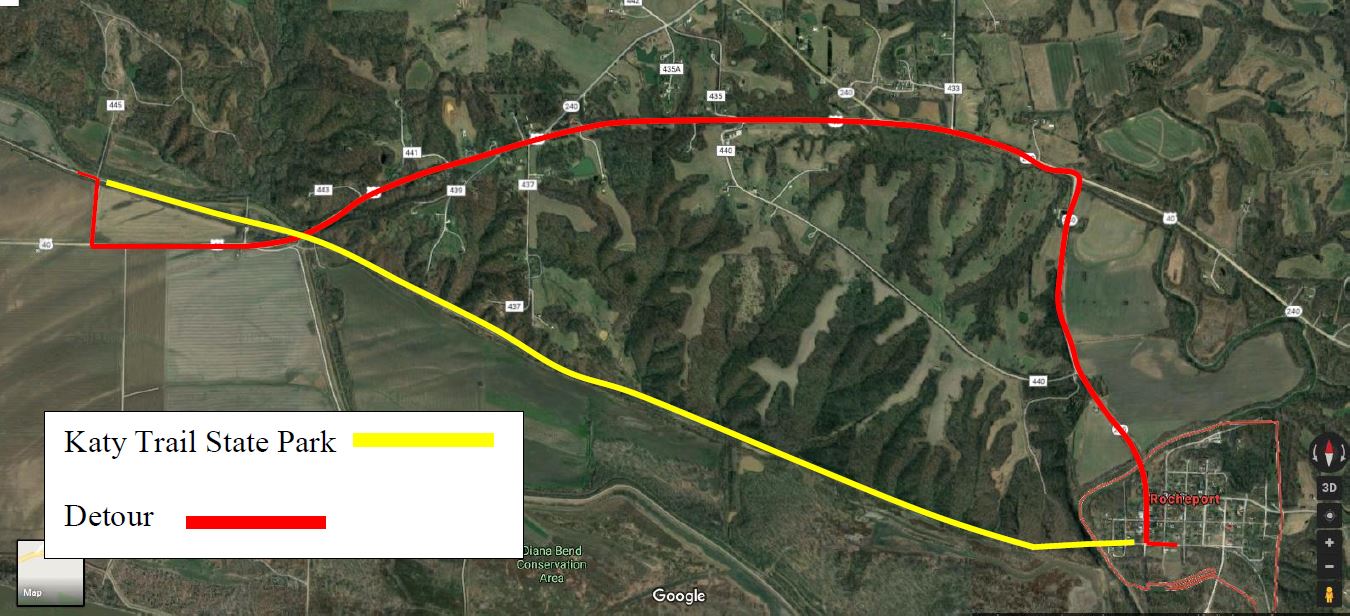 Trail Temporarily Closed at Rocheport - Katy Trail Missouri